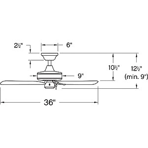 Hinkley Cabana 36" Small Outdoor Ceiling Fan No Light - Wet Rated Outdoor Ceiling Fans for Patios - Low Profile Ceiling Fan Without Light, Appliance White