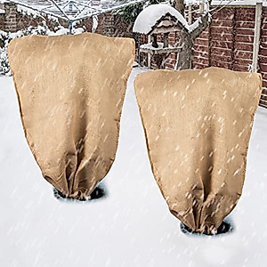 2 Pack Burlap Winter Plant Cover Bags- 23.6 × 39.4 inch Plant Frost Protector with Drawstring Reusable Plant Covers Freeze Protection Tree Freeze Blanket for Outdoor Garden Plants from Animal Eating