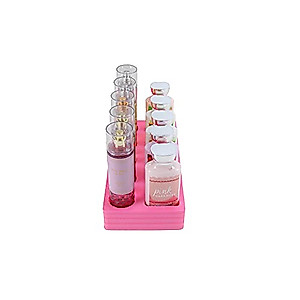 Polar Whale 2 Lotion and Body Spray Stand Organizers Tray Pink Durable Foam Washable Waterproof Insert for Home Bathroom Bedroom Office 12 x 6 x 2 Inches 10 Slots 2pc Pair Set
