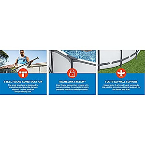 Bestway Steel Pro MAX 18 Foot x 48 Inch Round Metal Frame Above Ground Outdoor Swimming Pool Set with 1,000 Filter Pump, Ladder, and Cover