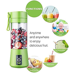 380ml Portable Blender,Travel Blender,Mini Blender,Personal Mixer Fruit Rechargeable with USB, for shakes and smoothies (Green)