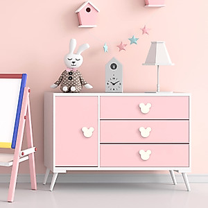 Wooden Mouse Cabinet Knobs with 2 Different Size Screws for Dresser Drawers,Wood Dresser Knobs for Kids Bedroom and Bathroom Decor,Kids Drawer pulls 6 Pack,Nursery Dresser knobs for Kids