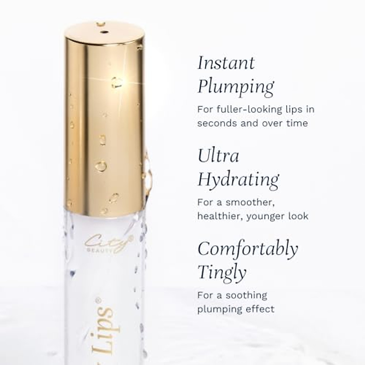 City Beauty City Lips Plumping Lip Gloss Watermelon - High-Shine Gloss for Fuller, Younger-Looking Lips | Hydrating & Smoothing Lip Treatment Hyaluronic Acid