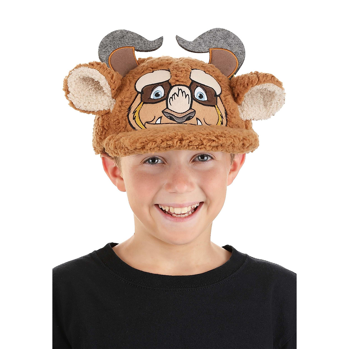 elope Disney Beast Plush Fuzzy Costume Cap with Ears Standard Multicolor