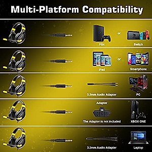 VersionTECH. GE003 Gaming Headset, Gamer Headsets for PS4 PC Xbox One PS5 Controller, Noise Cancelling Microphone Headphones with LED Light, Compatible with Laptop Mac Nintendo Switch Xbox