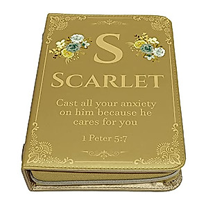 10x7 Inch Personalized Bible Cover – Create Your Own Design, Custom Bible Cover and Carrying Case with Handle – Leatherette Book Covers and Bible Case for Women - Gold (Design 4)