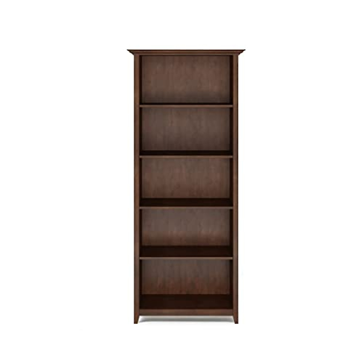 SIMPLIHOME Amherst SOLID WOOD 70 inch x 30 inch Transitional 5 Shelf Bookcase in Russet Brown with 5 Shelves, for the Living Room, Study and Office