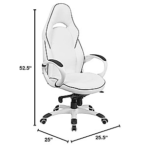 Flash Furniture High Back White Vinyl Executive Swivel Office Chair with Black Trim and Arms