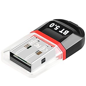 GAROGYI USB Bluetooth Adapter for PC, 5.0 Bluetooth Dongle Receiver Supports Windows 11/10/8.1/8/7/XP for Desktop, Laptop, Mouse, Keyboard, Printers, Headsets, Speakers