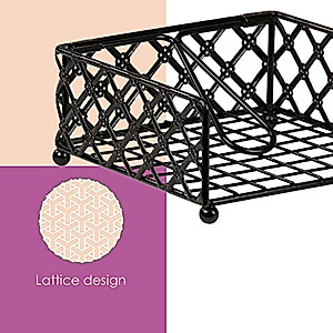 Lattice Collection Flat Napkin Holder (Black), By Home Basics, With Weighted Pivoting Arm | Large Napkin Holder/Napkin Holders For Kitchen