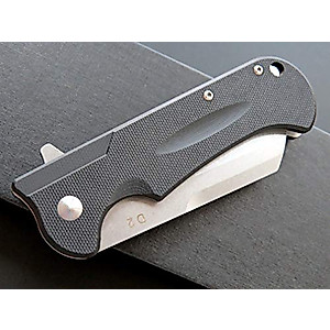 Eafengrow Outdoor Knives D2 Blade and Black G10 Handle,Pocket Knife Withe Clip EDC Multi Tool Pocket Knife (EF227-black)