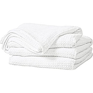 Filament Alley 100% Cotton Waffle Weave Bed Blanket White King 108x90 Inch Breathable Lightweight Comforter Throw Blanket Travel Throw Blanket Couch Bed Sofa