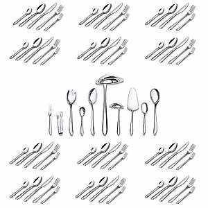 Elegant 72-Piece Silverware Set, Stainless Steel Flatware Set for 12 Guests - Comprehensive Cutlery and Serving Utensils Set, Dishwasher Safe