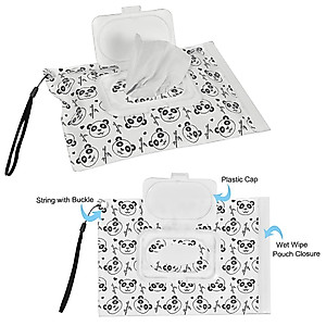 TORASO Wipes Holder, Wipes Dispenser with Lid, Pouch with Lid, Baby Wipes Case Keeps Wipes Fresh， Wipe Container Regular Storage Case Box(2Gray+2panda)