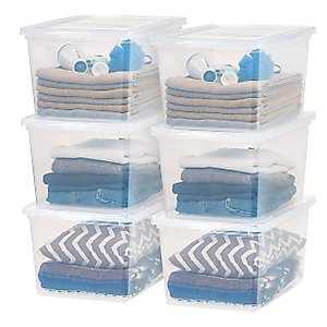 IRIS 58 Quart Clear Storage Box, 6 Pack