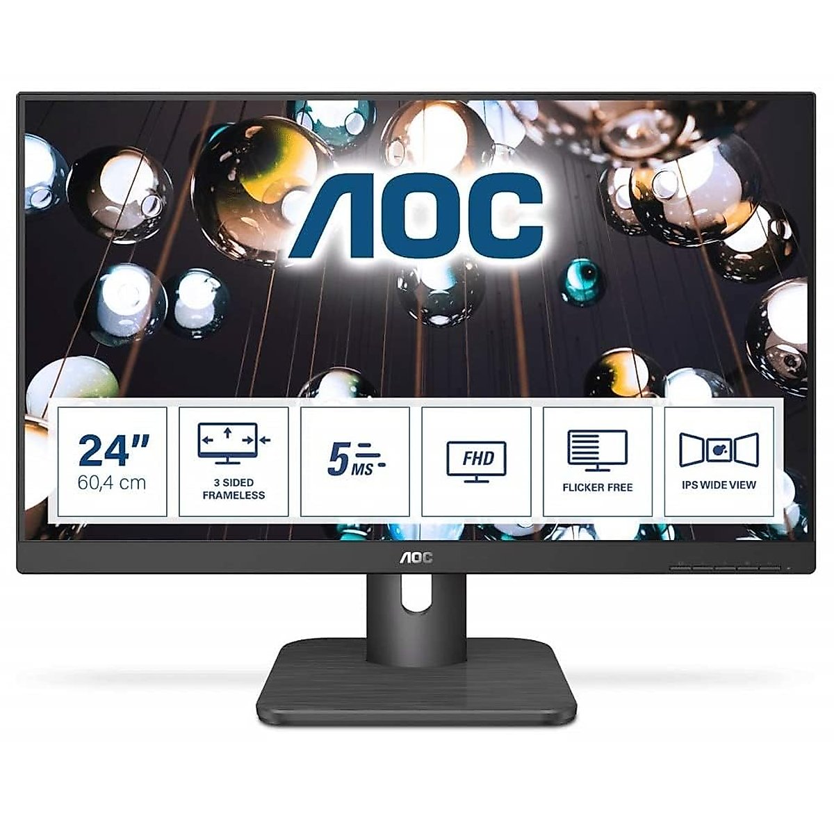 AOC Essential-line 24E1Q 23.8" Full HD LED Matt Flat Black Computer Monitor