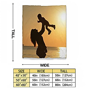 Custom Blanket Personalized Blanket with Photos Text Customized Picture Blanket for Adults Kids Mom Fathers Birthday Christmas Halloween Valentines Day Gift,Photos Collage,1 Photo Collage 60''x50''