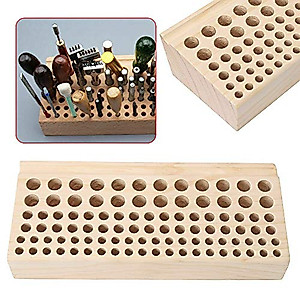 98 Holes Leather Holder Tool Wooden, Professional Tool Rack Leathercraft Stand Holder Organizer Leather Tools Storage Box for Leather Working Making Punch Tools Organizer Wooden Stamp Organizer