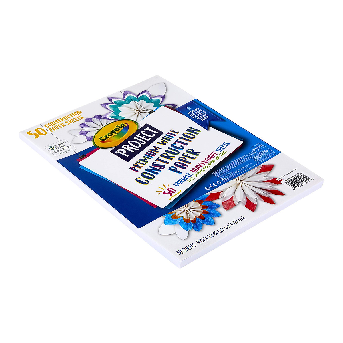 Crayola White Construction Paper, Premium Art Supplies, Standard Size, 50 Count, White (99-0081)