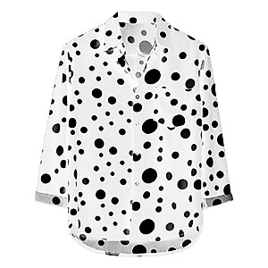 Men's Long Sleeve Stylish Dress Shirts Printed Casual Button Down Shirts Regular Fit Turn-Down Collar Shirt Top (White,XX-Large)