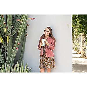 Ello Jane Ceramic Travel Mug with Handle, Splash-Resistant Slider Lid and Built in Coaster, Perfect for Coffee and Tea, BPA Free, Dishwasher Safe, Yucca, 18oz