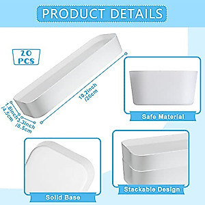 Macarrie 20 Pcs Plastic Drawer Organizer 10 x 3.3 x 1.8 Inch Storage Tray Plastic Silverware Organizer Utensil Holder Drawer for Makeup Kitchen Bathroom Desk Cabinet Organizing, White