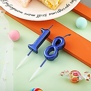 18th Birthday Candles, Cake Numeral Candles, Blue 18th Cake Topper Candles for Birthday Cake Favor Wedding Anniversary Party Celebration Supplies