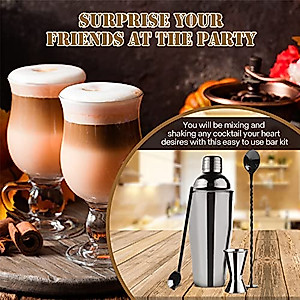 Purism Cocktail Shaker,4-Piece Stainless Steel Bartender Kit Essential Cocktail Bar Tool Set,25 oz Martini Shaker with a Built in Strainer lid &Manual of Recipe, Bar Set for Home Drink Mixing（Black）