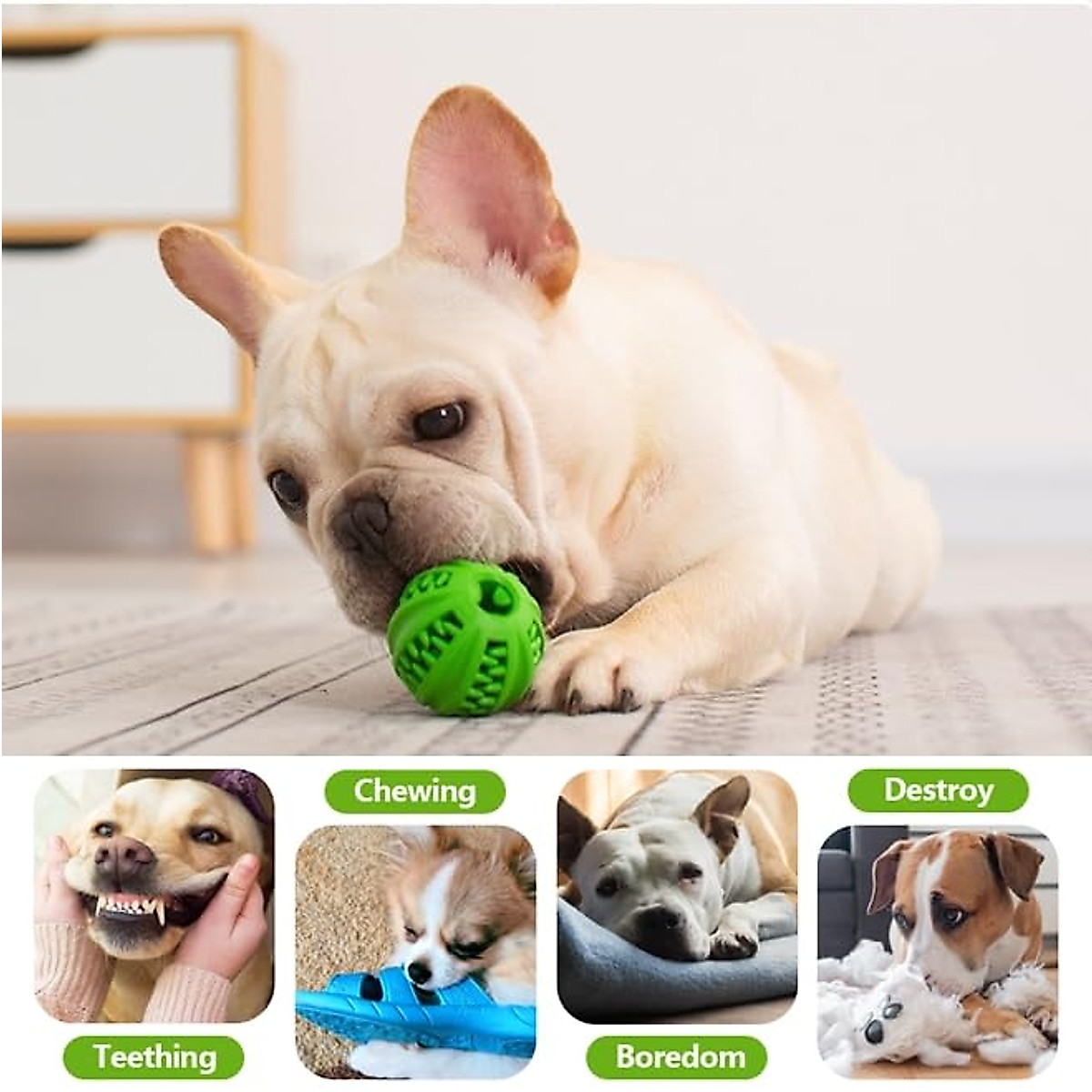 Dog Ball Chew Puppy (2 Pack), for Aggressive Chewers, Interactive Puppy Dog Toy, Puzzle Teething Toy, Essential Brain Stimulating, Dog Treat Ball Small Breed