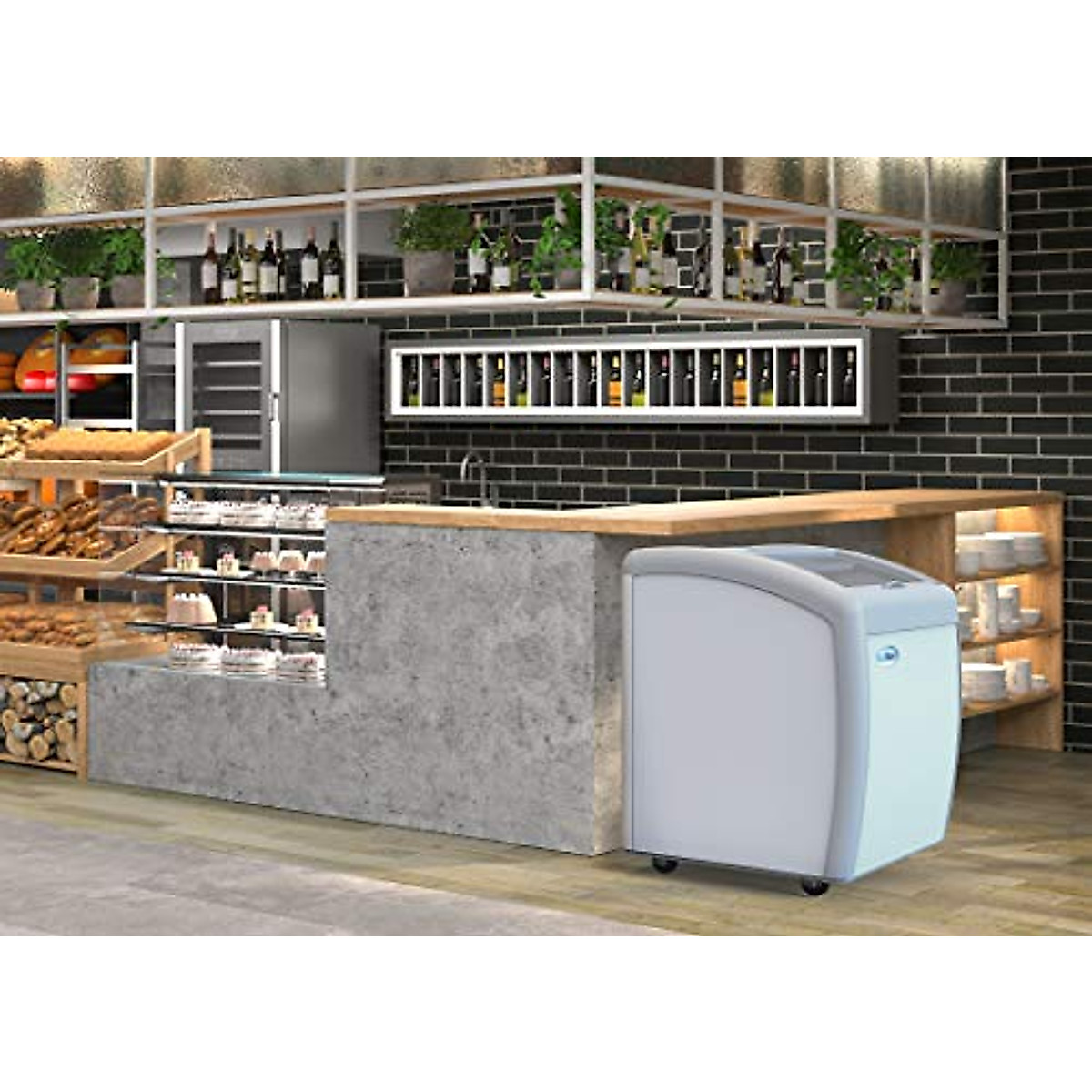 KoolMore - MCF-6C Commercial Ice Cream Freezer Display Case, Glass Top Chest Freezer with 2 Storage Baskets and Clear, Sliding Lid, 5.7 cu. ft. Capacity, White