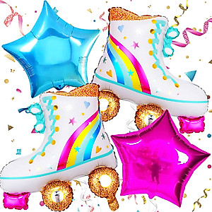 KatchOn, Roller Skate Balloons Set - 20 Inch, Pack of 4 | Roller Skate Party Favors for 80s Party Decorations | Roller Skate Party Decorations | Skate Balloons for Party, Roller Skating Party Supplies