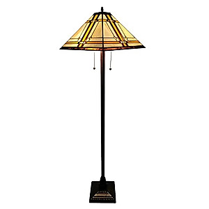Amora Tiffany Floor Lamp Torchiere - Vintage Standing Light Floor Lamp - 61” Tall Floor Stained Glass Lamp - Tiffany Floor Lamps for Living Room