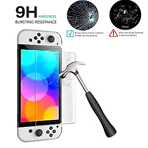 AISELAN for Nintendo Switch - OLED 2021 Clear Screen Protecotr Tempered Glass, [2 Pcs] Ultra Thin Anti-Scratch Easy to Install Screen Protective Flim for Nintendo Switch - OLED 2021 (7 inch)