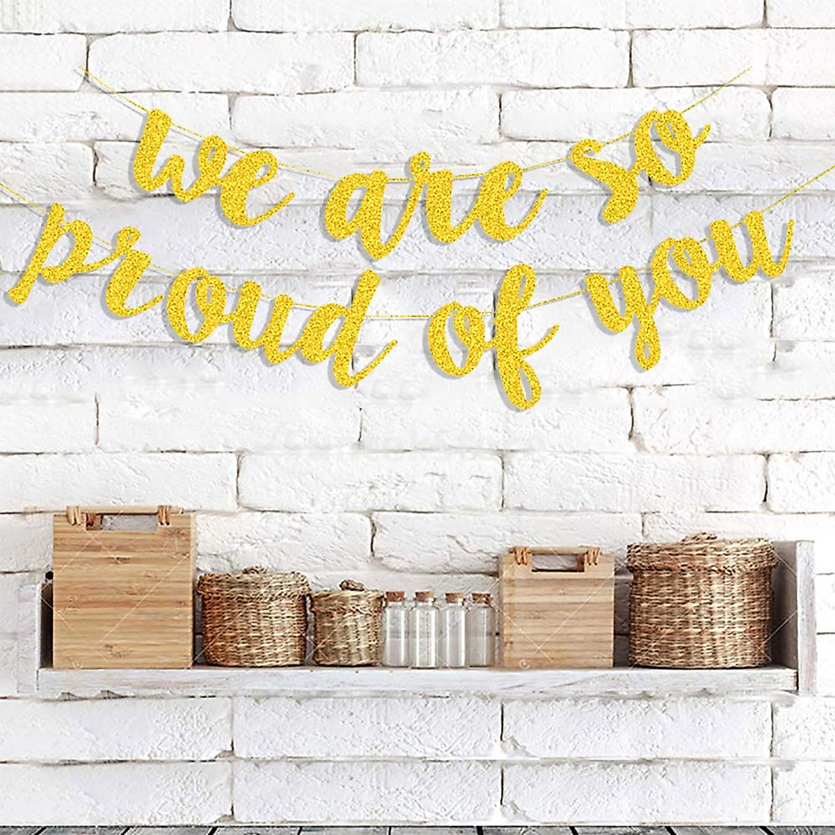 Graduation Decorations 2024 Banners Garland, Gold Glitter We are So Proud of You Graduation Banners Garland for Graduation Party Supplies, School, Home, Car Decorations
