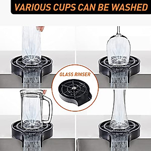Genround Glass Rinser, Easy to Install Bottle Washer, Stainless Steel Glass Rinser for Kitchen Sinks, Bar Glass Rinser for Red Wine Glass Wash, Kitchen Sink Accessories, Automatic Flushing Device
