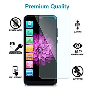 TJS Compatible with Alcatel TCL A3 A509DL Case/TCL A30 Case, with Tempered Glass Screen Protector, Magnetic Support Hybrid Shockproof Metallic Brush Finish Protector Phone Case Cover (Blue)