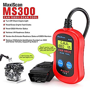 Autel MS300 OBD2 Scanner Code Reader, Turn Off Check Engine Light, Read & Erase Fault Codes, Check Emission Monitor Status CAN Diagnostic Scan Tool