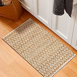 Jute Cotton Rug 2x3 Feet (24x36 inches) - Hand Woven by Skilled Artisans, for Any Room of Your Home décor – Reversible for Double The wear - Diamond Design - Jute Cotton Rug - Natural White