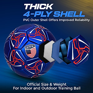 Western Star Game and Match USA Mexico Soccer Ball - Size 4 and Size 5 - Thick 4-Ply Shell - Performance - Ideal for Youth Training and Games for Kids 8-12 Teens 13-16