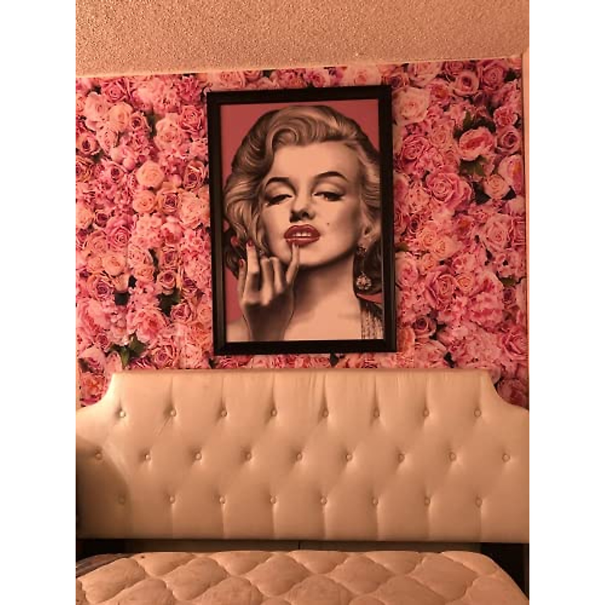 BINQOO 8x6ft Mother's Day Pink Flowers Backdrops Spring Pink Rose Wall Background Girls Women Birthday Tea Party Backdrop Weeding Bridal Shower Anniversary Ceremony Decor