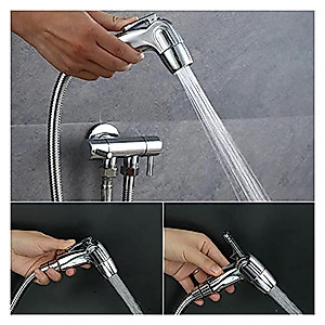 UERVPS Handheld Toilet Bidet Faucet Sprayer Set Stainless Steel Bathroom Flush Shower Head Nozzle Hose Kit Bidet Attachments Bathroom Shower Drencher(Bidet Sprayer Set)