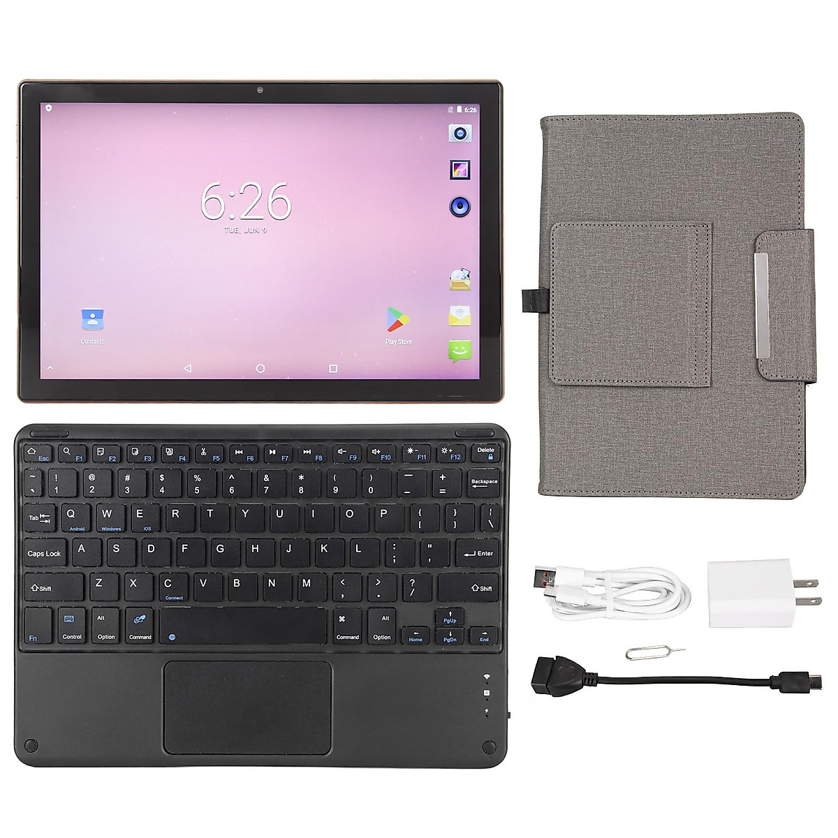 Haofy 2 in 1 Tablet, 10. 1 Inch Tablet 8 Core CPU 100-240V 5G WiFi Support Daily (US Plug)
