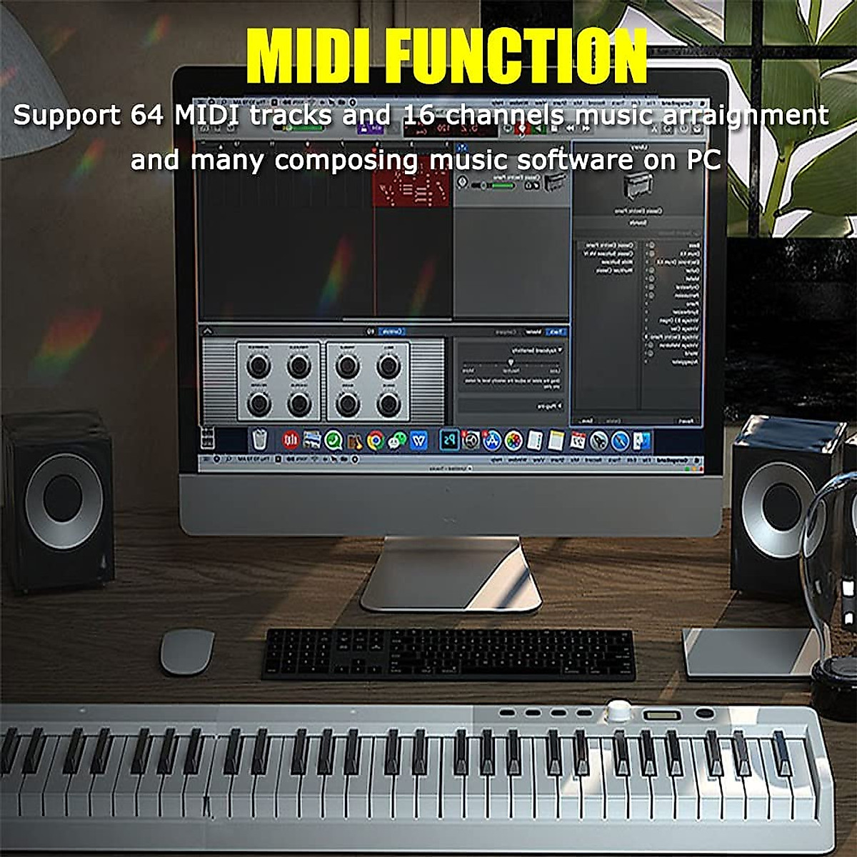 NikoMaku Foldable Digital Piano 88 Keys Portable Piano Keyboard Folding Piano Keyboard MIDI Semi Weighted Full Size Keys with Headphones, Carrying Case SWANX White