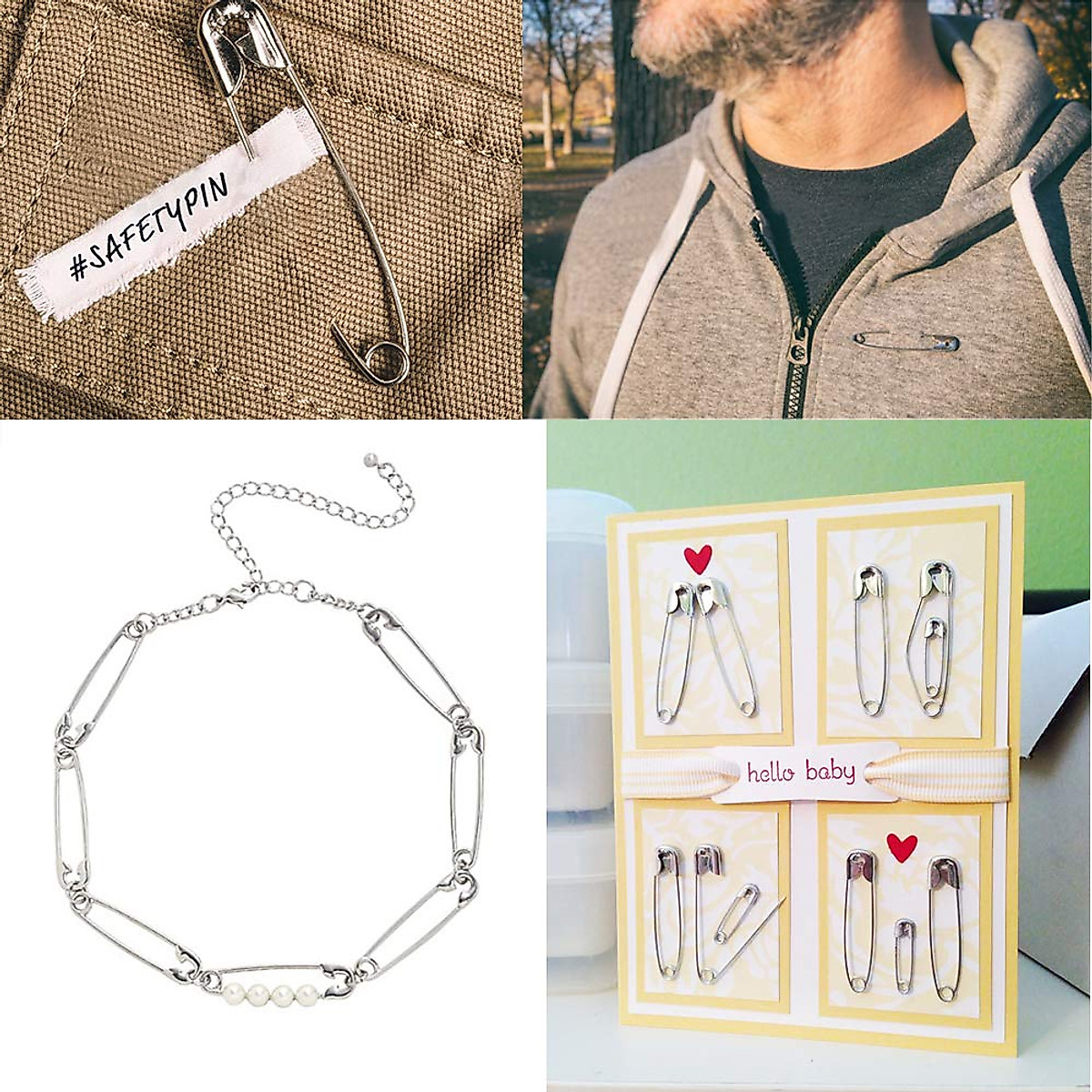 ZIPCCI 3 inch Safety Pins, 100 Pcs Safety Pins Heavy Duty, Large Safety Pins, Steel Wire