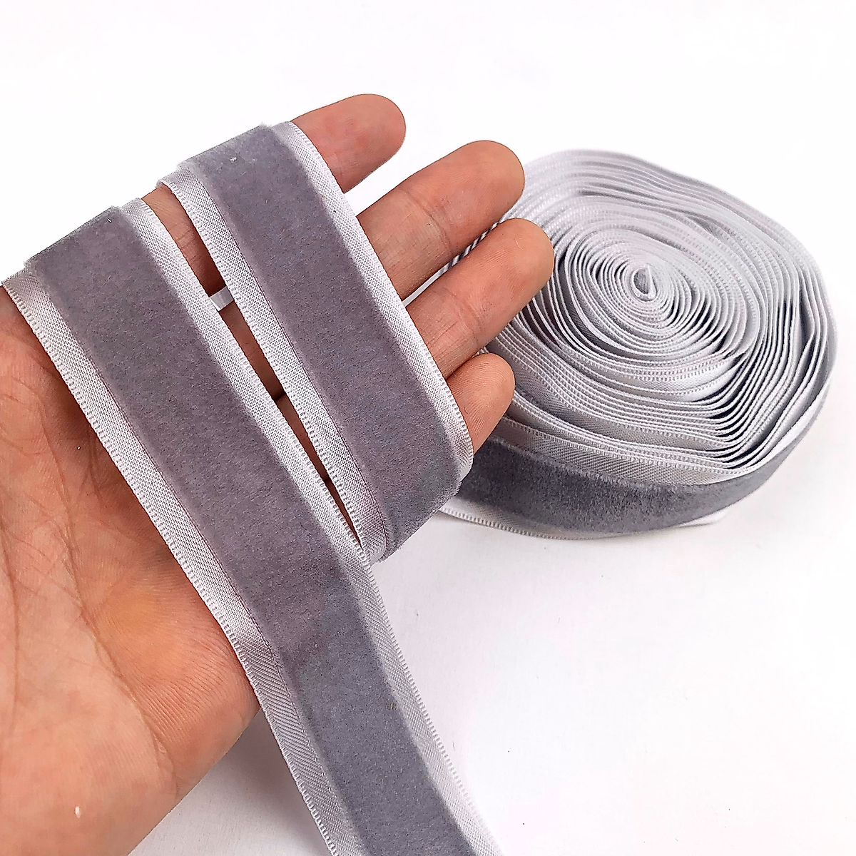 Heyiwell 5Yard Grey Single Face Velvet Ribbon Edge Wired Wrapping,Hair Bows,DIY Crafts 25mm(1" Inch)
