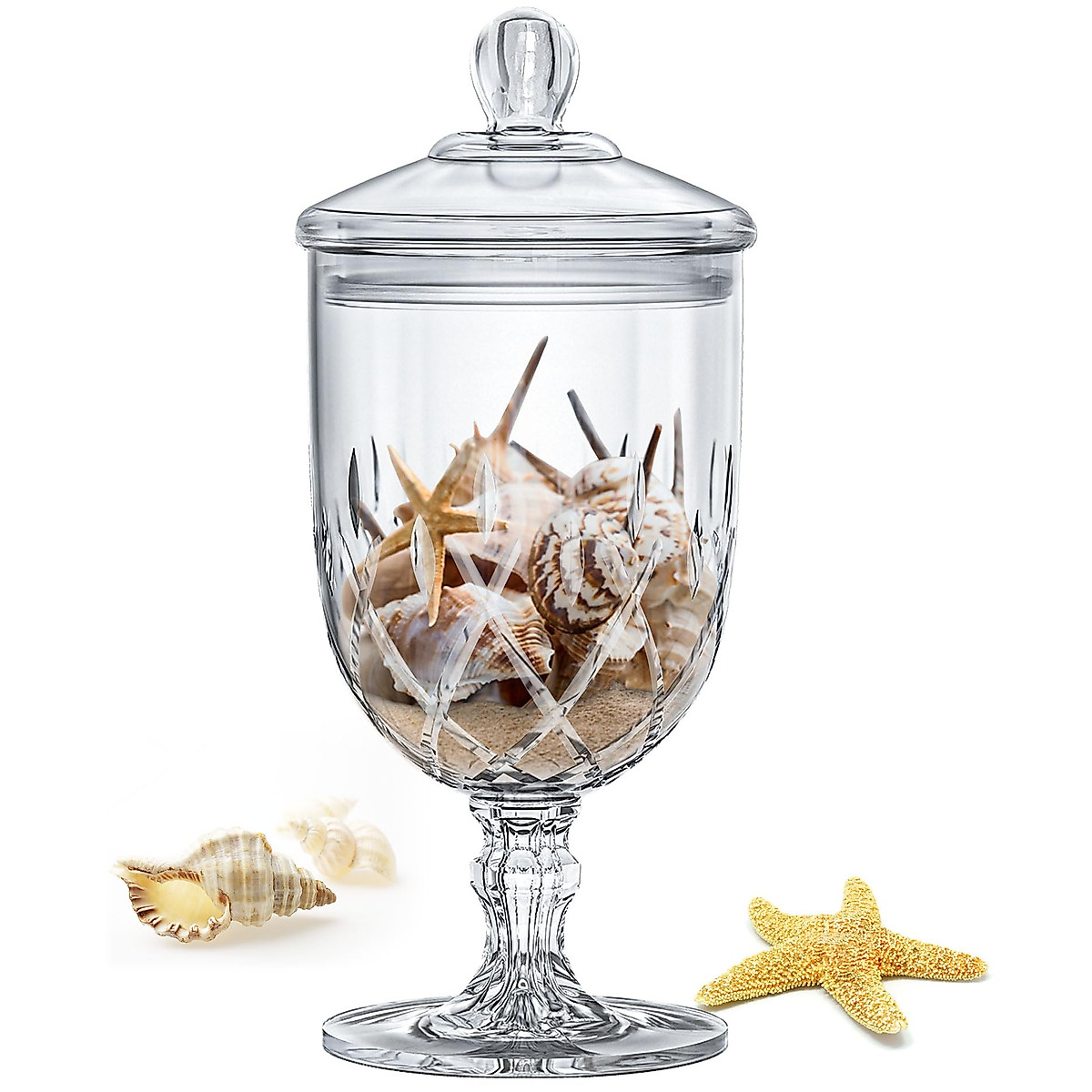 baflovga Candy Jars with Airtight Lids, 71 OZ Acrylic Cookie Jars, Plastic Apothecary Jars, Elegant Storage Canisters for Candy Buffet, Bathroom, Party, Wedding, Break-Resistant, Clear