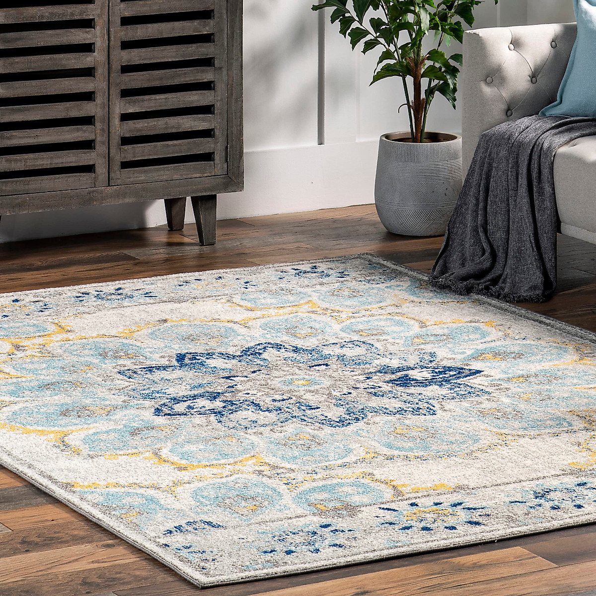 nuLOOM Kiyoko Vintage Floral Accent Rug, 3x5, Blue