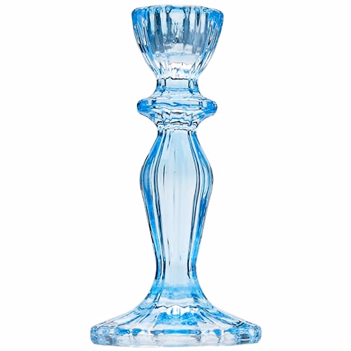 Talking Tables Blue Glass Candlestick Holder Taper Candle Stand for Indoor or Outdoor Dining, Elegant Dinner Party Decorations, Birthday, Garden, Wedding, Home Décor Large