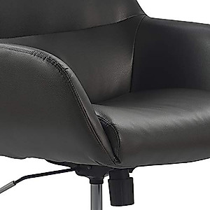 Tommy Hilfiger Forester Luxury Bonded Leather Home Office Chair, Modern Round Swivel Accent Seating with Arms, Adjustable Height and Recline, Charcoal Grey