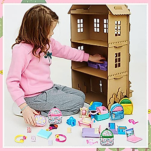 20 Pieces Doll Backpack Set Dollhouse School Accessories Doll Travel Supplies Include Mini Laptop Scene Simulation Backpack Bag with Zipper Mini Headsets Toy Sunglasses Book for 1/12 1/6 Scale